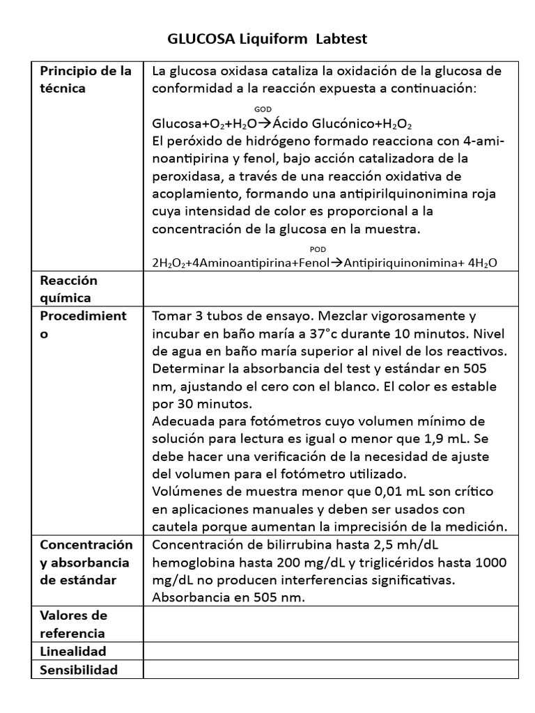 GLUCOSA Liquiform Labtest | PDF | Ciencia y matemáticas