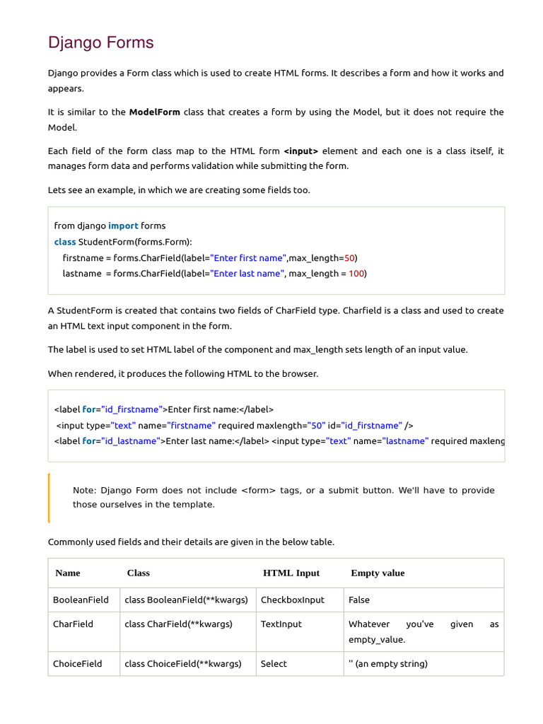 7 Django Forms | Download Free PDF | Html | Computing
