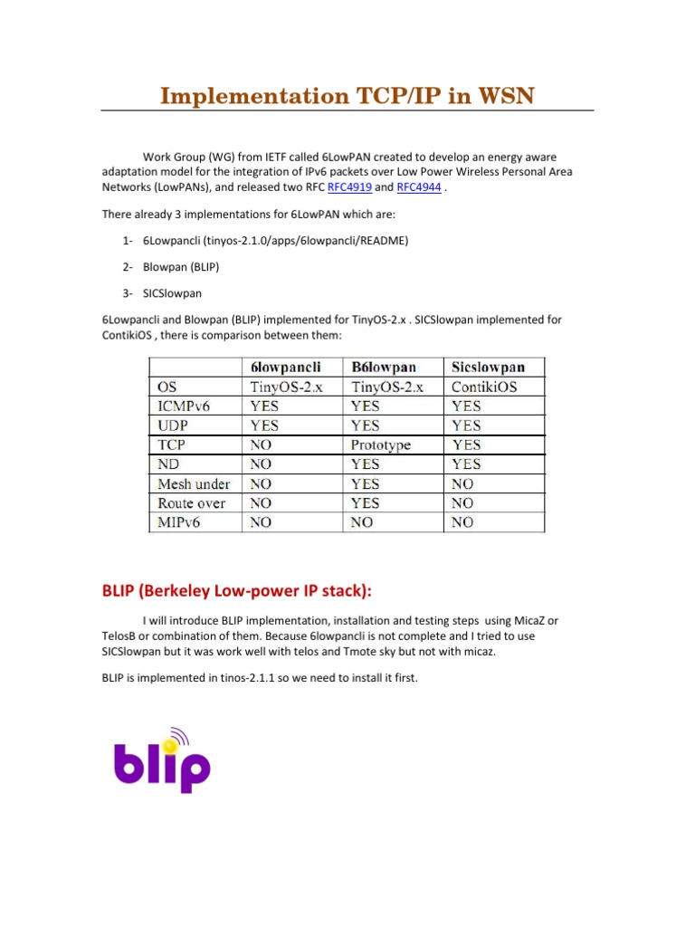 TCP IP in WSN - 6lowpan Implementation | PDF | I Pv6 | Port (Computer Networking)