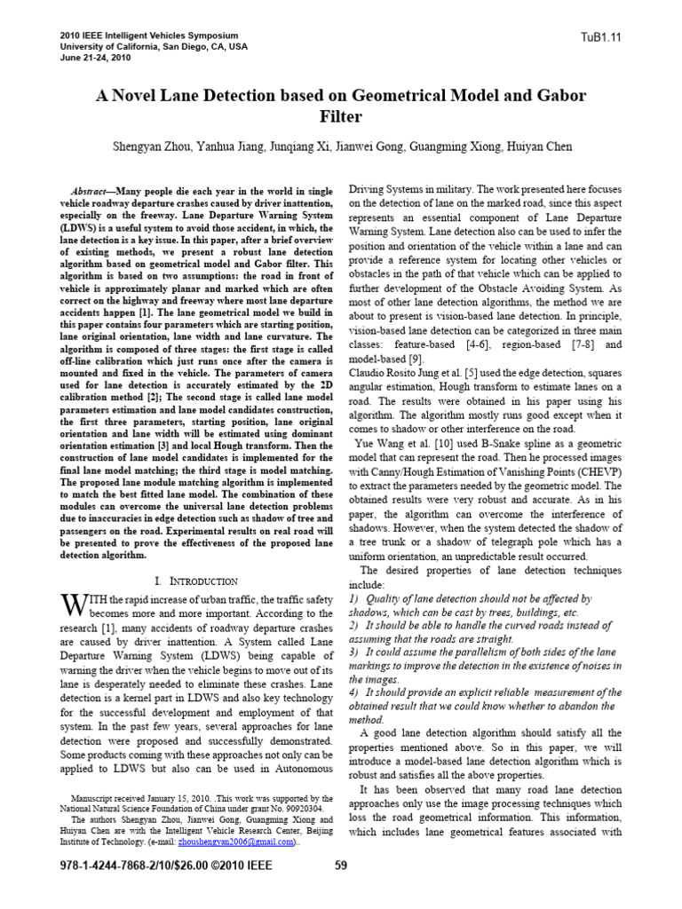 Zhou2010detectare Imagine Cu Filtru Gabor | PDF | Computer Vision