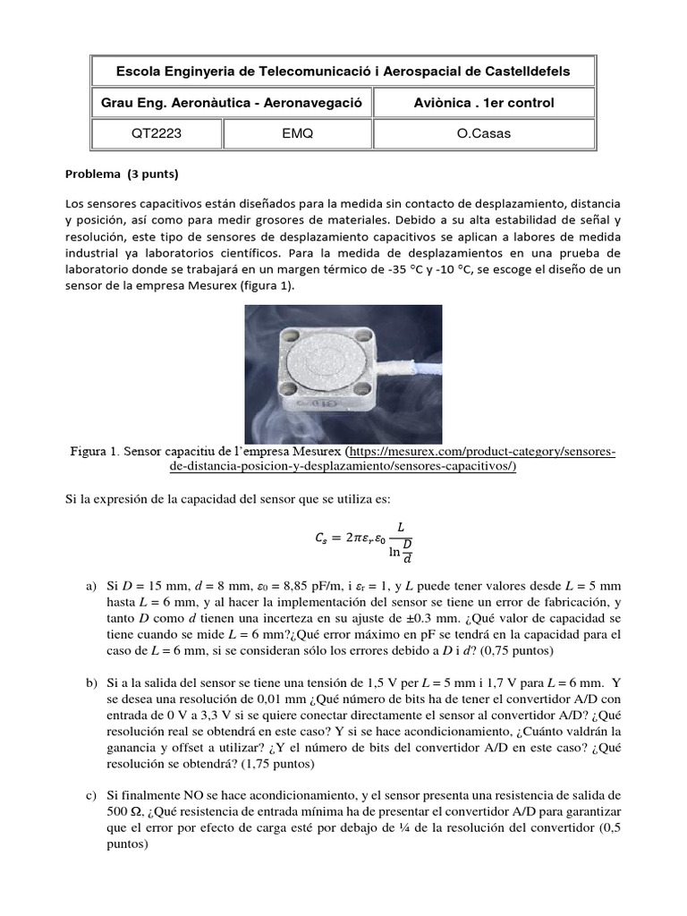 Solució EMQ Avionica QT2223 | PDF | Sensor | Equipo