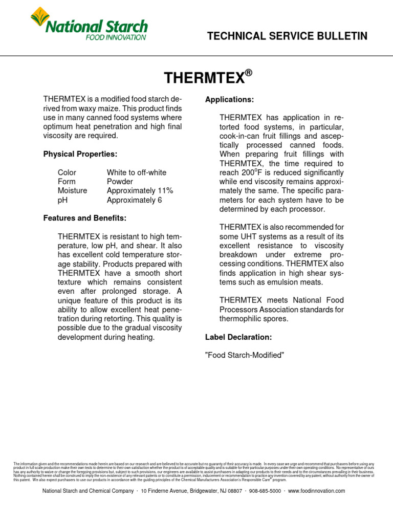 THERMTEX | PDF | Viscosity | Starch