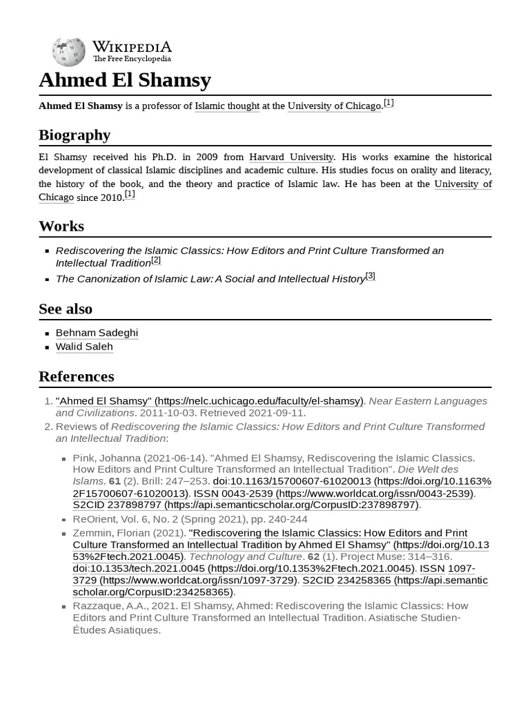 Ahmed El Shamsy | PDF | Liberal Arts Education | Cultural Education