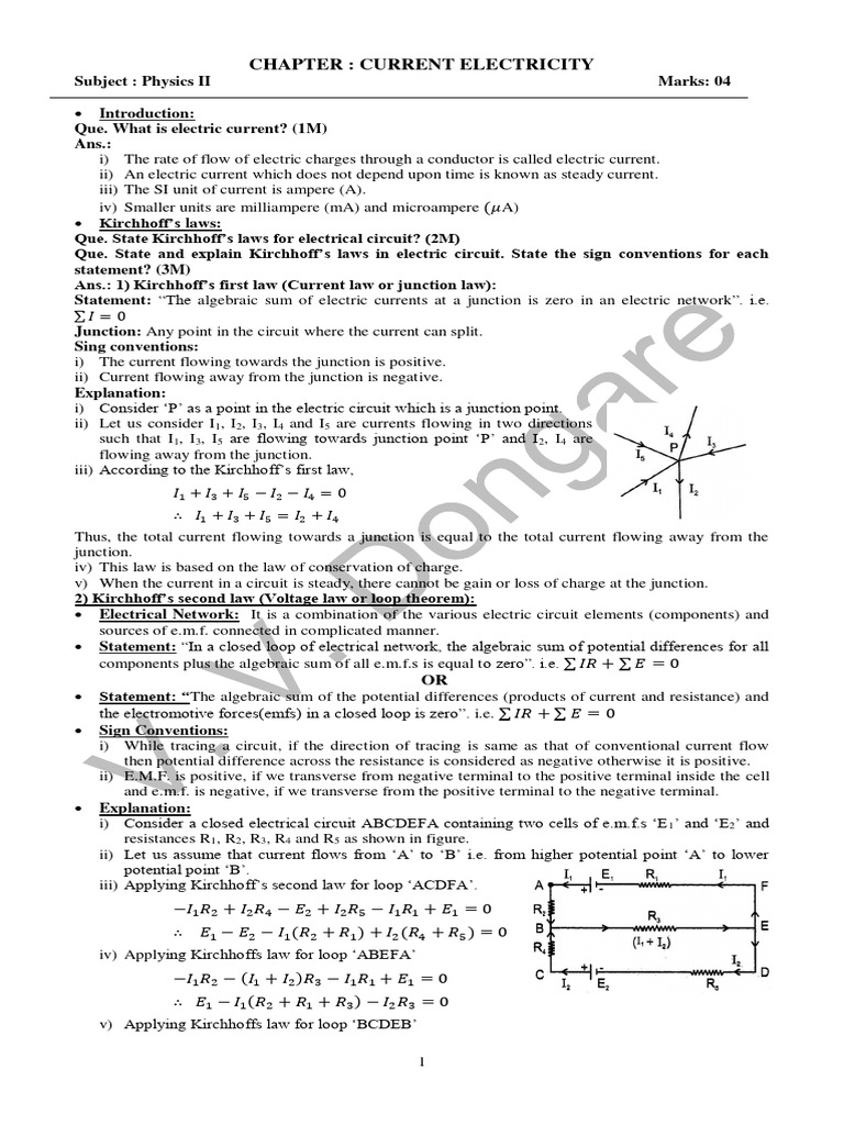 13) Current Electricity Final 2024 | PDF | Voltage | Electricity