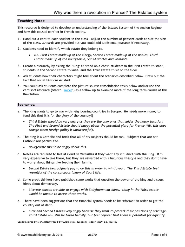 Why Was There A Revolution in France The Estates System | PDF | Tithe ...