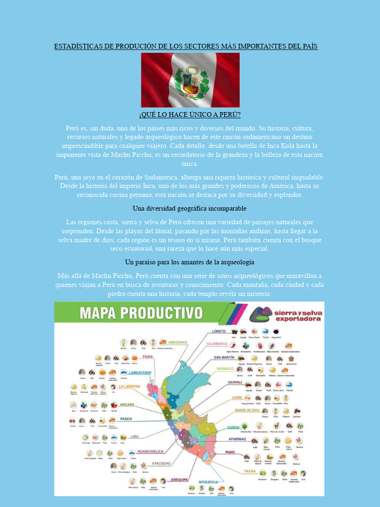 Estadísticas de Producción de los sectores más importantes del Perú ...