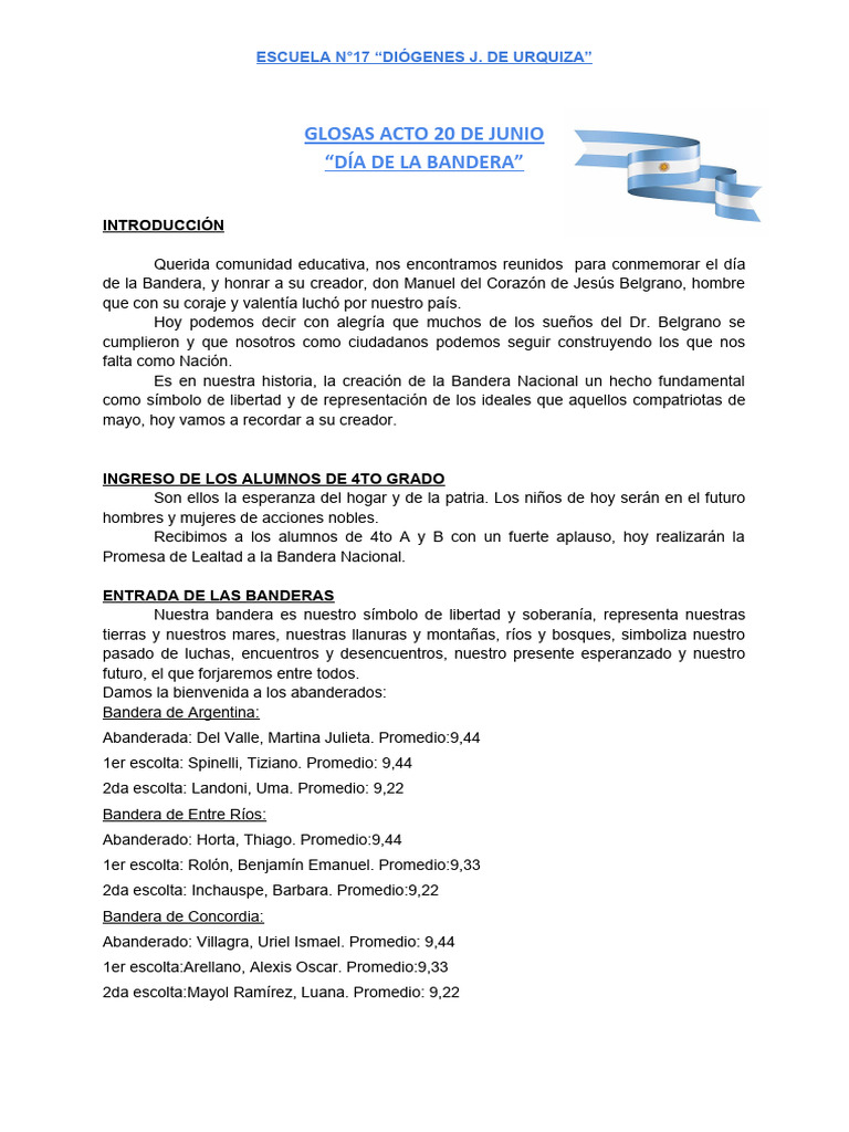 Glosas Acto 20 de Junio | PDF