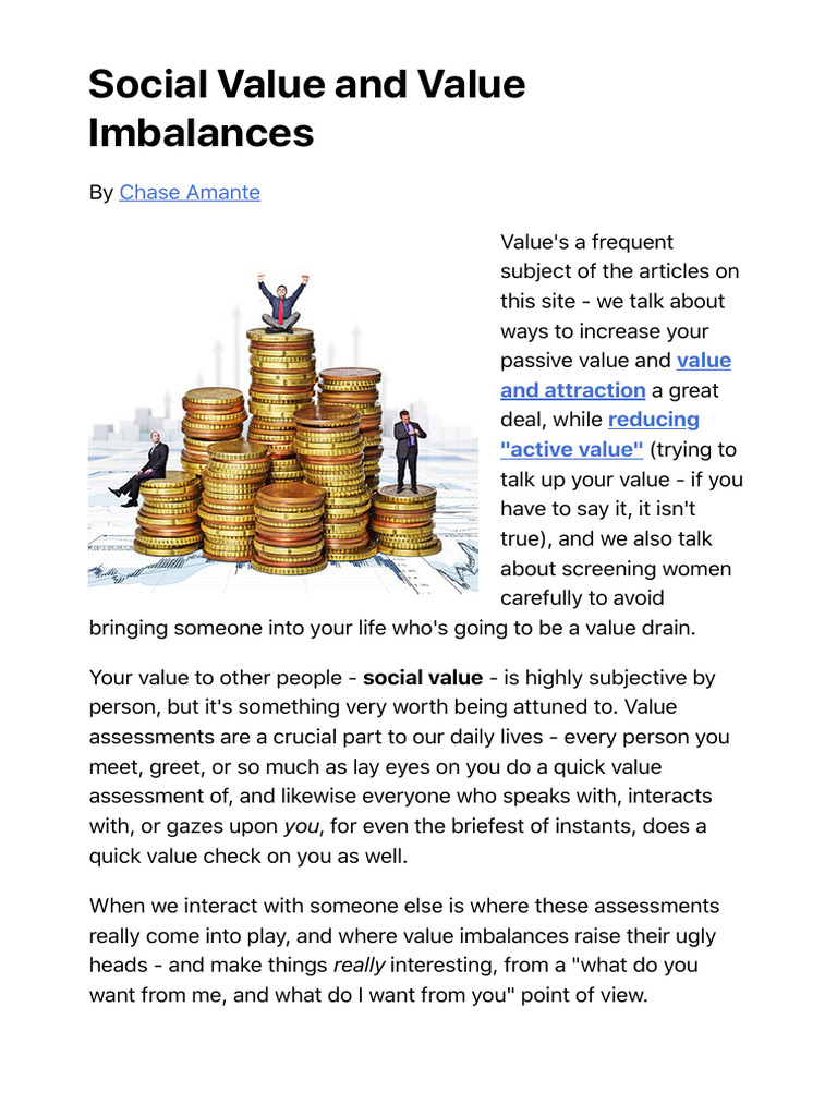 Social Value and Value Imbalances | PDF | Social Science | Self-Improvement