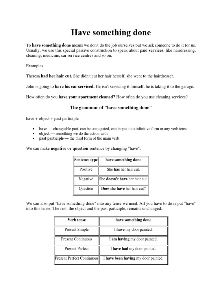 Understanding "Have Something Done" in English | PDF | Verb ...