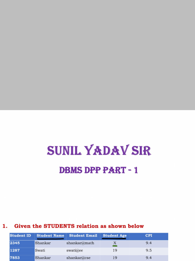 002) DBMS DPP Solution Part-1 | PDF 002) DBMS DPP Solution Part-1 | PDF