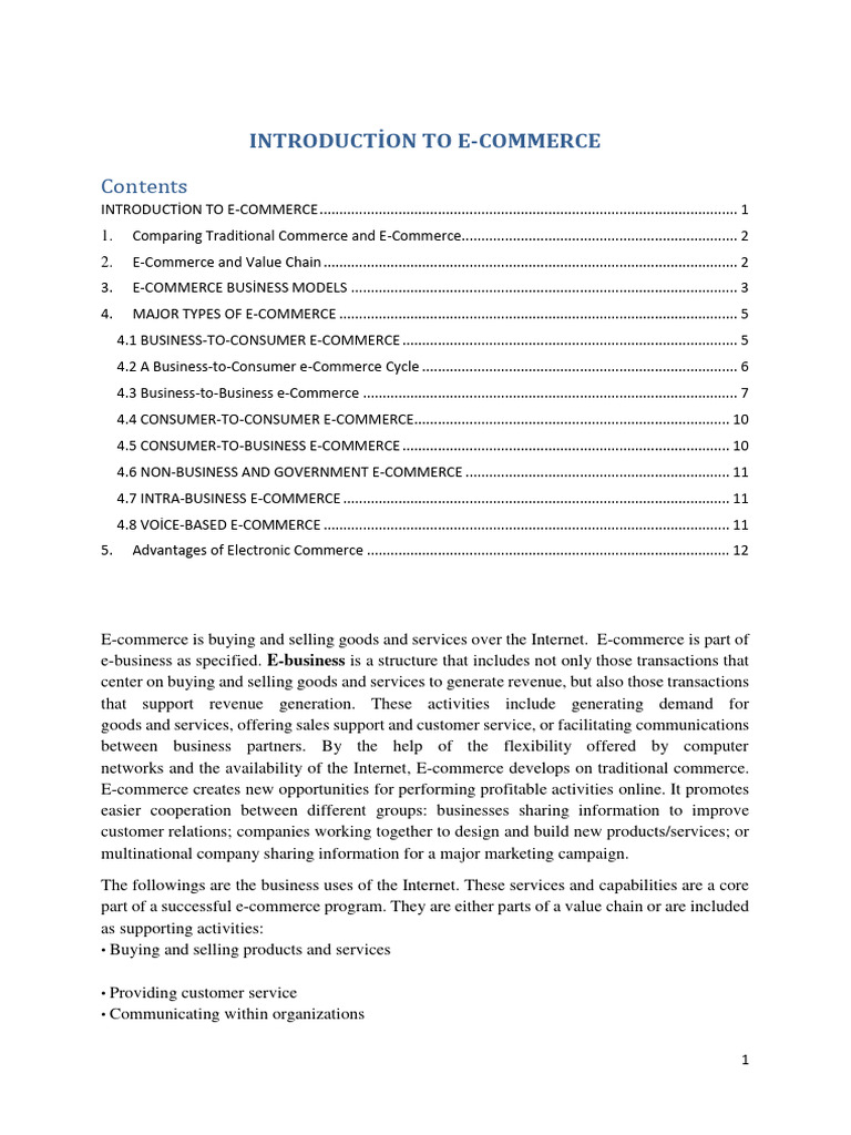 E Commerce Introduction | PDF | E Commerce | Electronic Business
