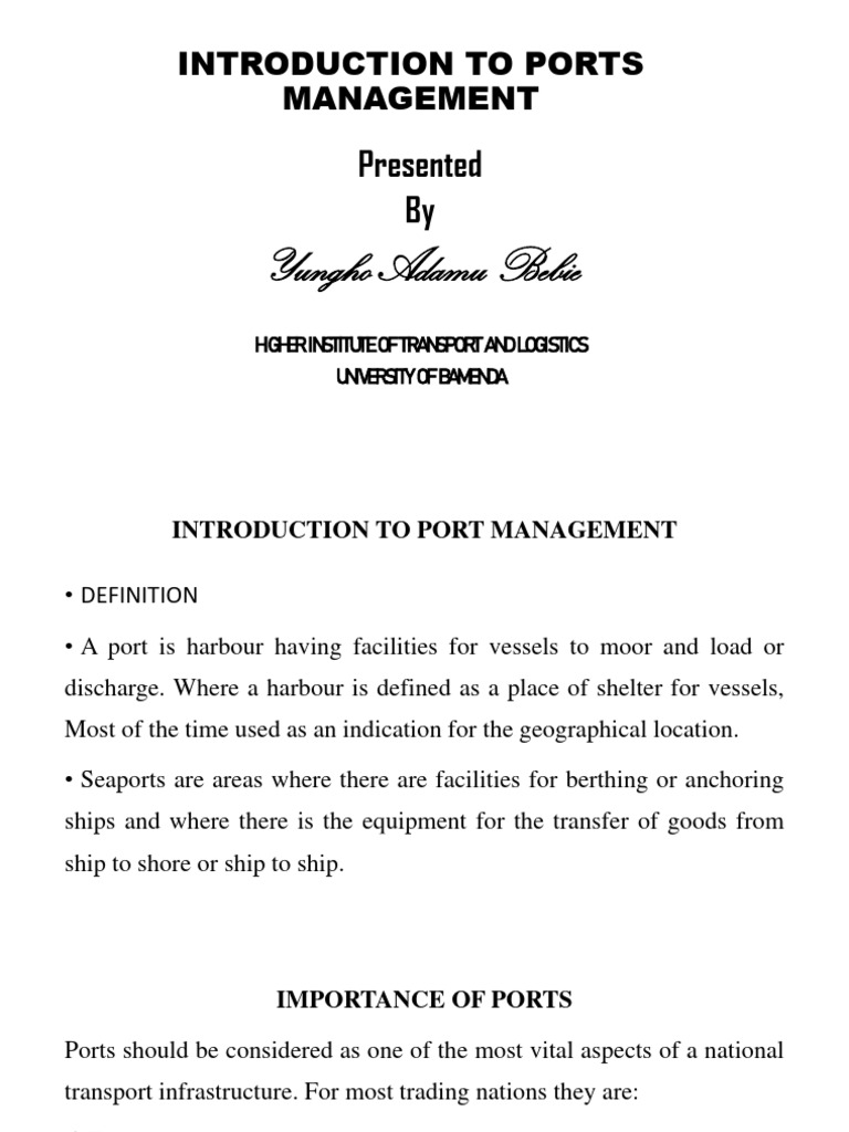 Introduction To Ports Management Lesson 1 | PDF | Port | Ships
