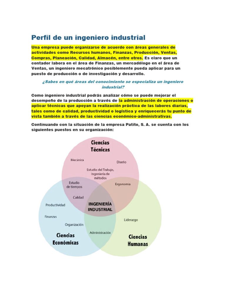 Perfil De Un Ingeniero Industrial Descargar Gratis Pdf Calidad