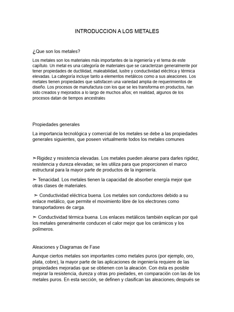 Introduccion A Los Metales | PDF | Aleación | Acero