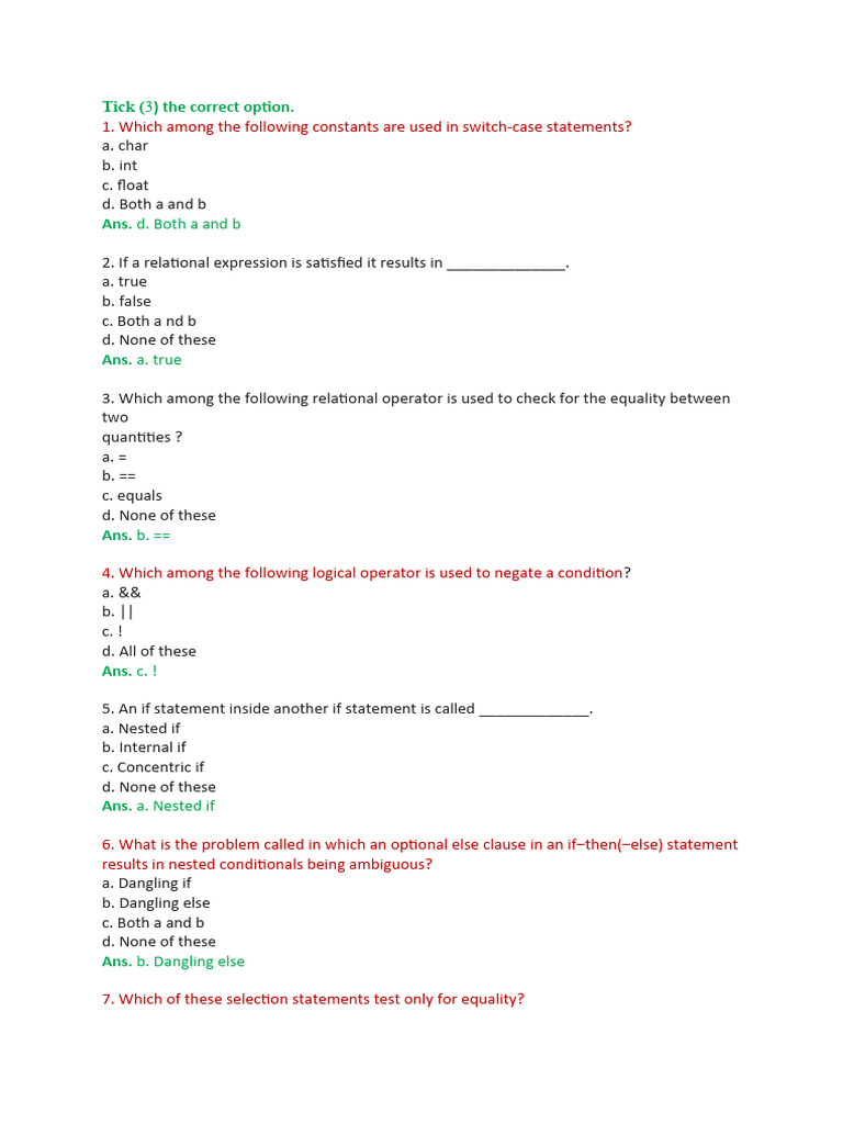 Chapter 8 Conditional Constructors in Java EMCQs | PDF | Control Flow ... Chapter 8 Conditional Constructors in Java EMCQs | PDF | Control Flow ...