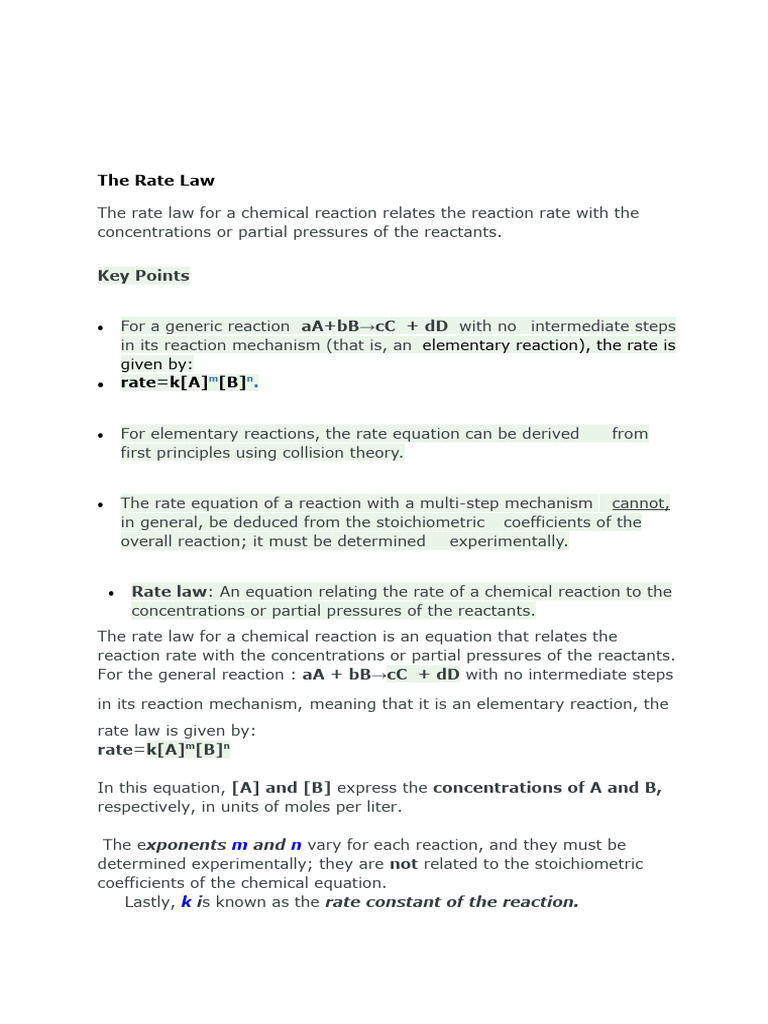 CHEM-2-The-Rate-Laws-Notes Can It Be | PDF | Reaction Rate | Chemical ...