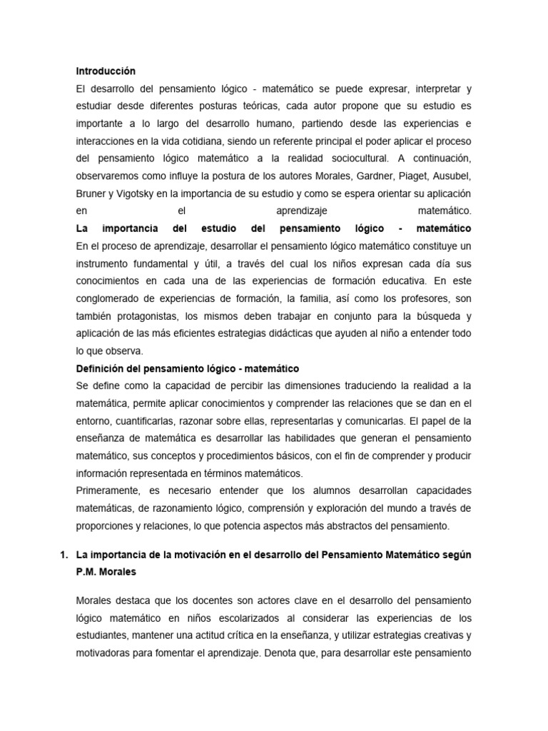 Matemática Informe | PDF | Aprendizaje | Pensamiento