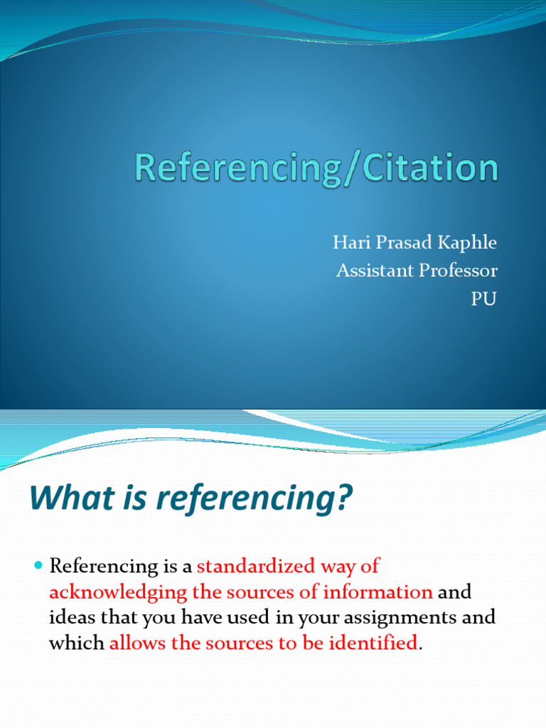 Referencing Citation | PDF | Citation | Plagiarism
