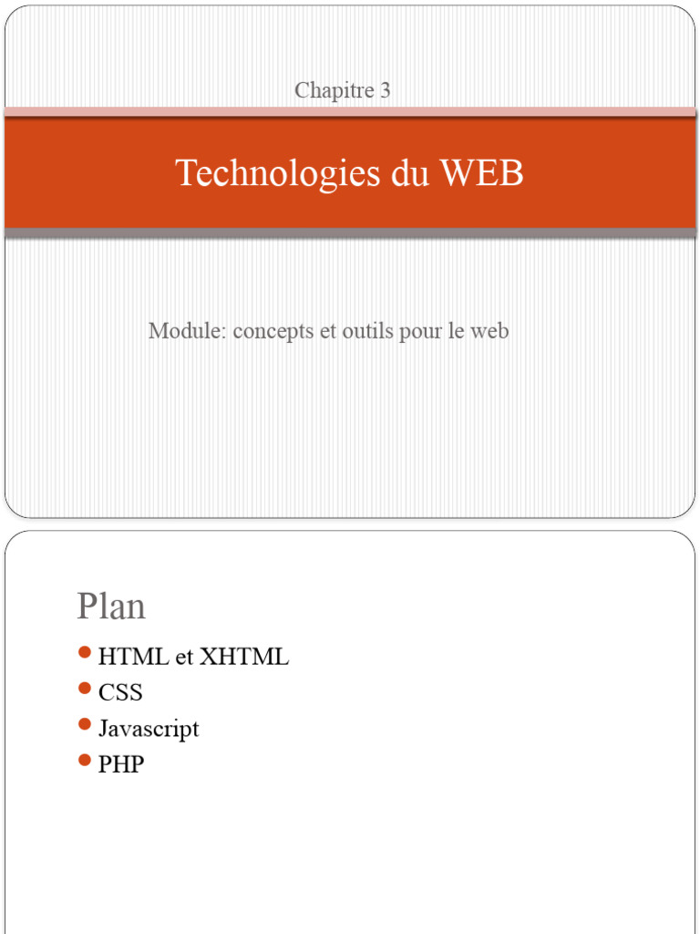 Chapitre 3 - Technologies Web | PDF | PHP | XHTML