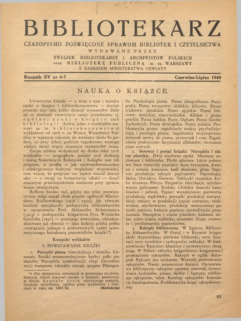 Bibliotekarz 1948 06-07 | PDF