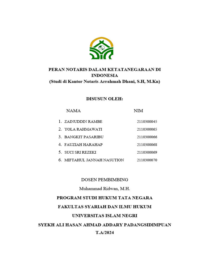 LAPORAN MAGANG NOTARIS ARRAHMAH DHANI (1)2 (Autosaved) | PDF