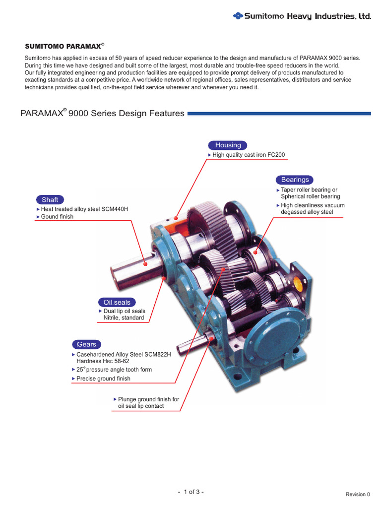 Caracteristicas Reductores Sumitomo PARAMAX 9000 | PDF | Gear | Bearing ...