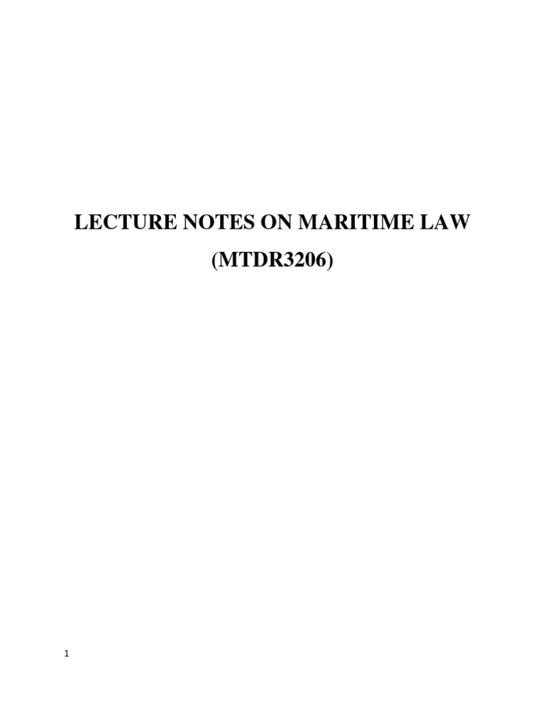 Maritime Law Notes | PDF | Admiralty Law | Jurisdiction