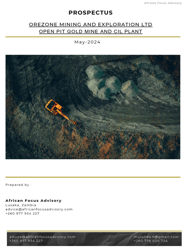Orezone Mining - Luiri Gold Project Prospectus | PDF | Mining | Gold