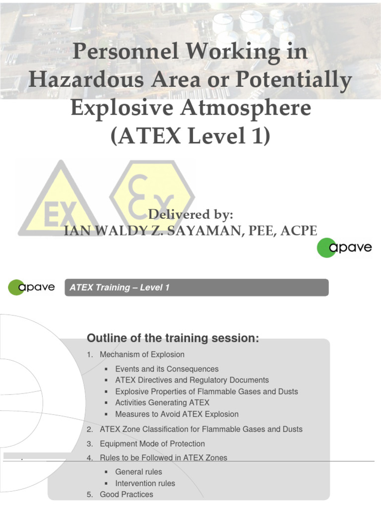 ATEX Training - Level 1 | Download Free PDF | Gases | Energy Technology