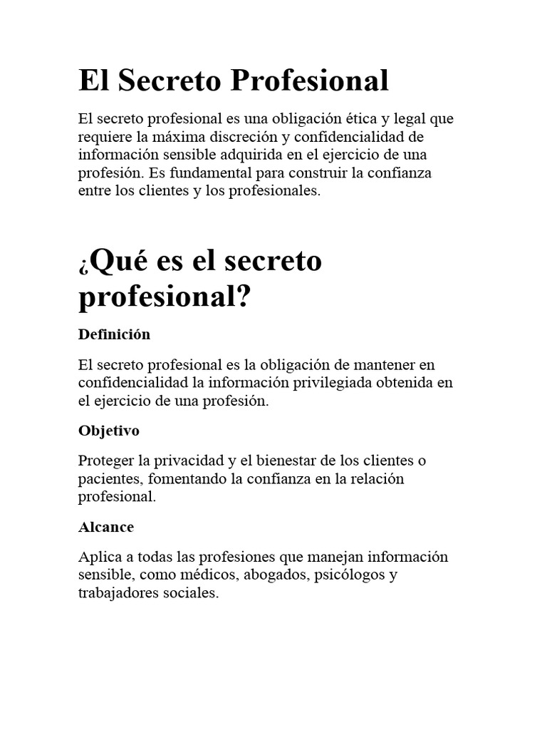 El Secreto Profesional | PDF | Violación | Confidencialidad