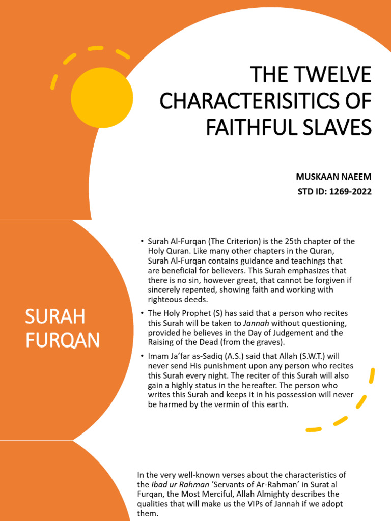 The Twelve Characterisitics of Faithful Slaves | PDF | Surah | Religious Belief And Doctrine