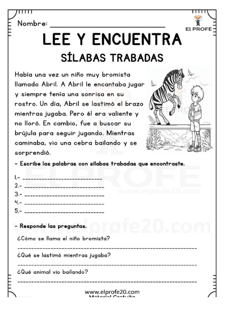 Lecturas de Silabas Trabadas | PDF