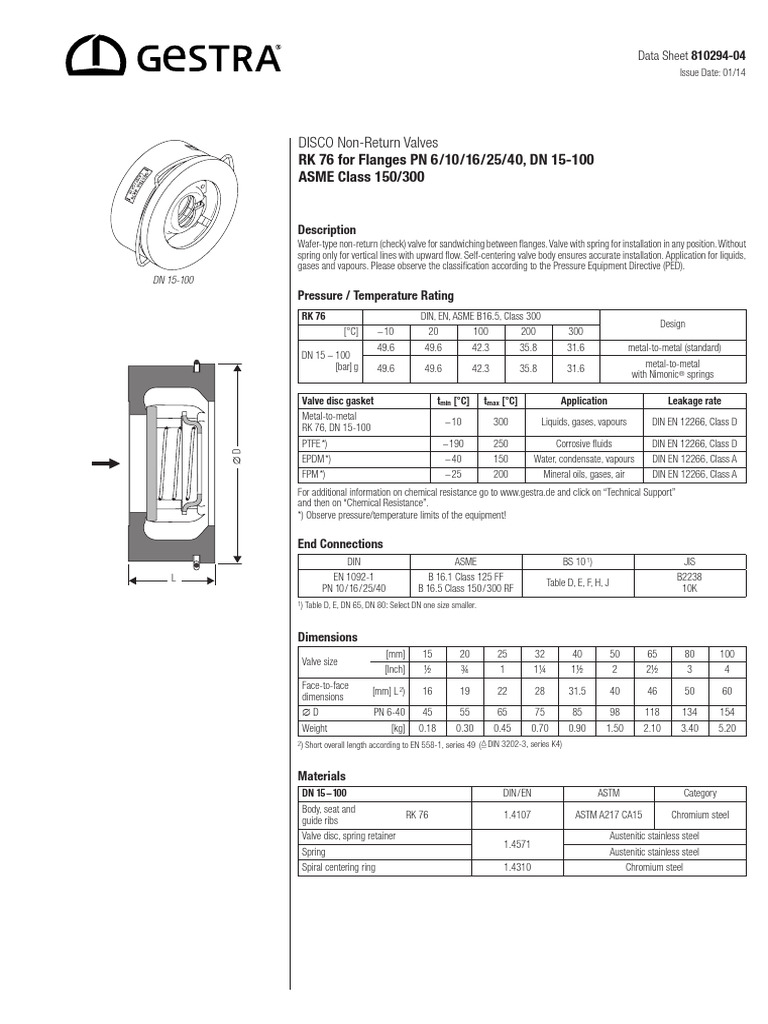 Gestra Non Return Valves RK76 Barthel Armaturen - en | PDF | Valve ...