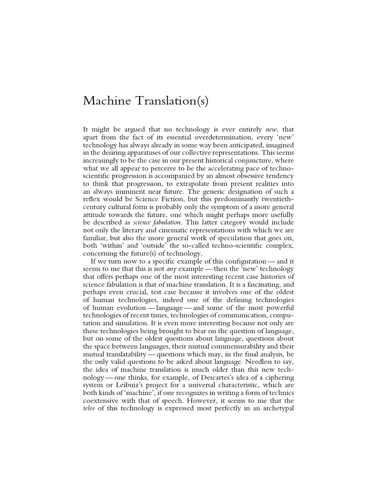JOHNSON, Christopher. 2008. Machin Translation(s) | PDF | Translations ...