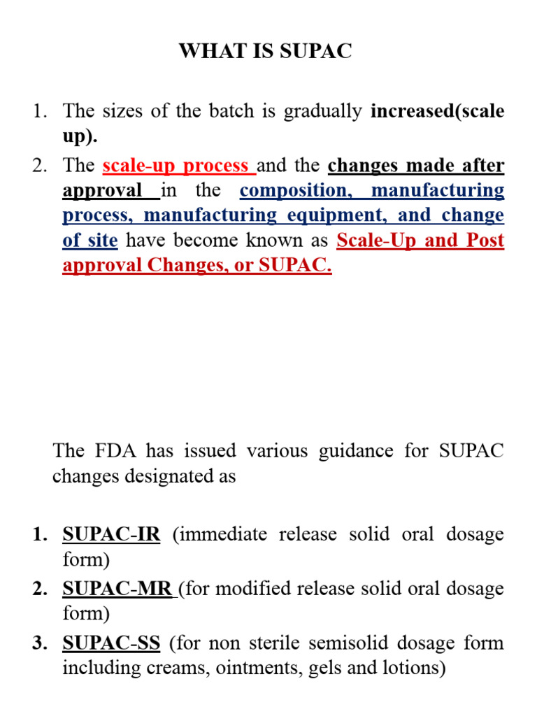 SCALE UP PROCESS AND POST APPROVAL CHANGES | PDF | Pharmacology | Pharmaceutical Sciences