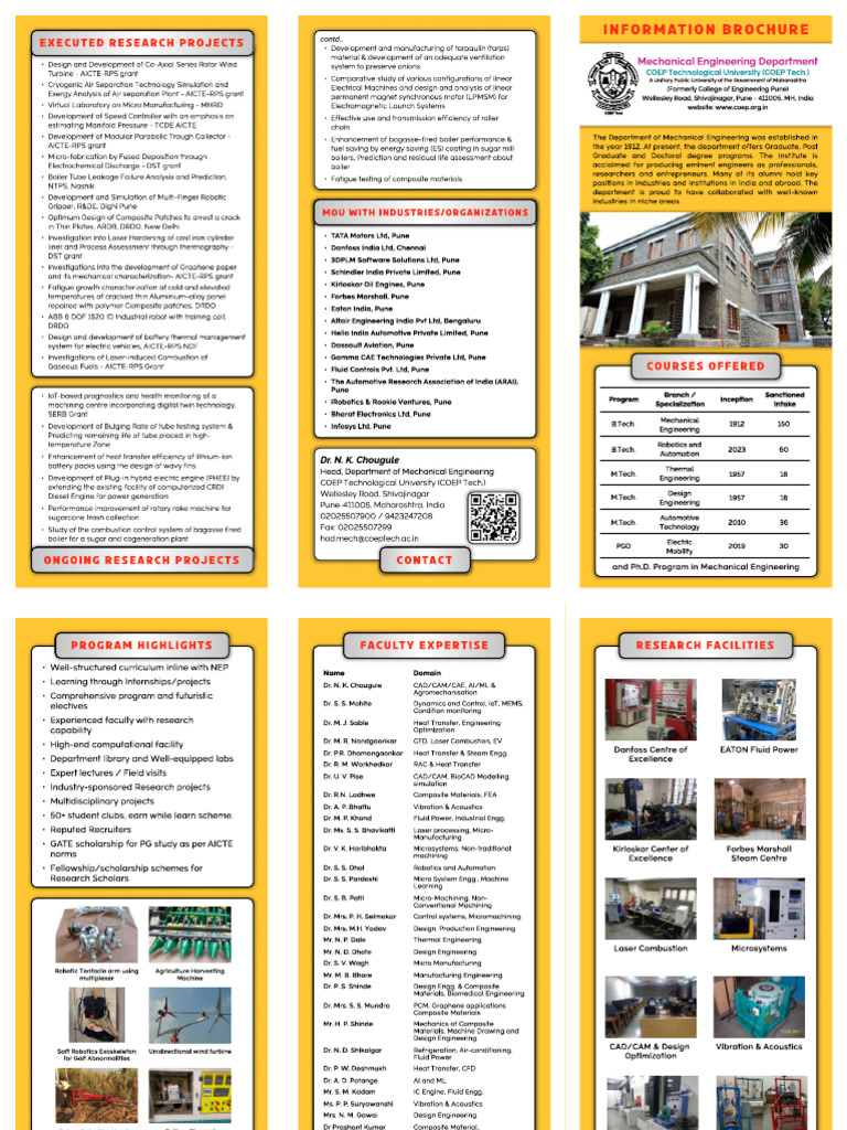 Brochure Mechanical COEP | PDF | Mechanical Engineering | Engines