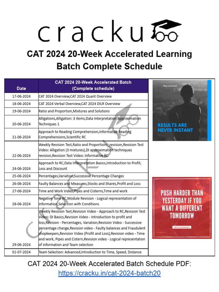 CAT 2024 20-Week Study Schedule | PDF | Area | Triangle