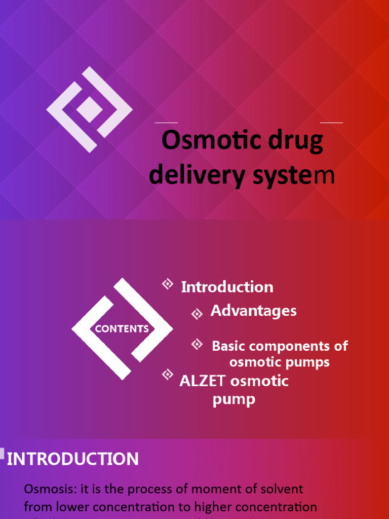Osmotic Drug Delivery System | PDF | Osmosis | Chemical Compounds