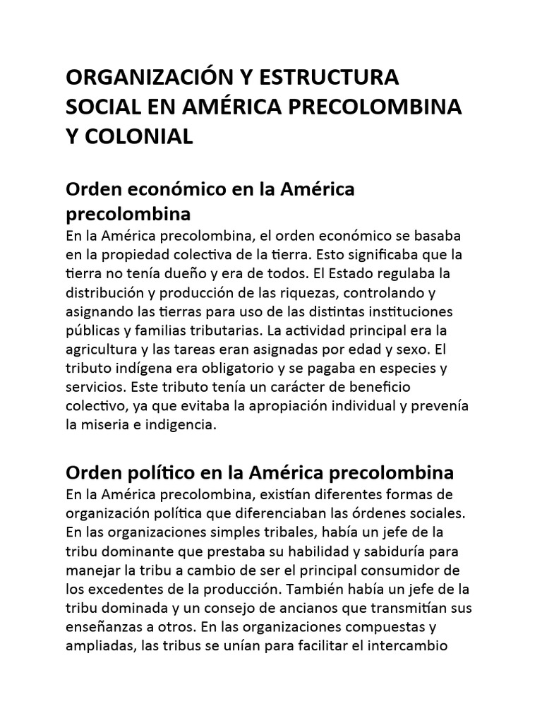 Organización y Estructura Social en América Precolombina y Colonial ...