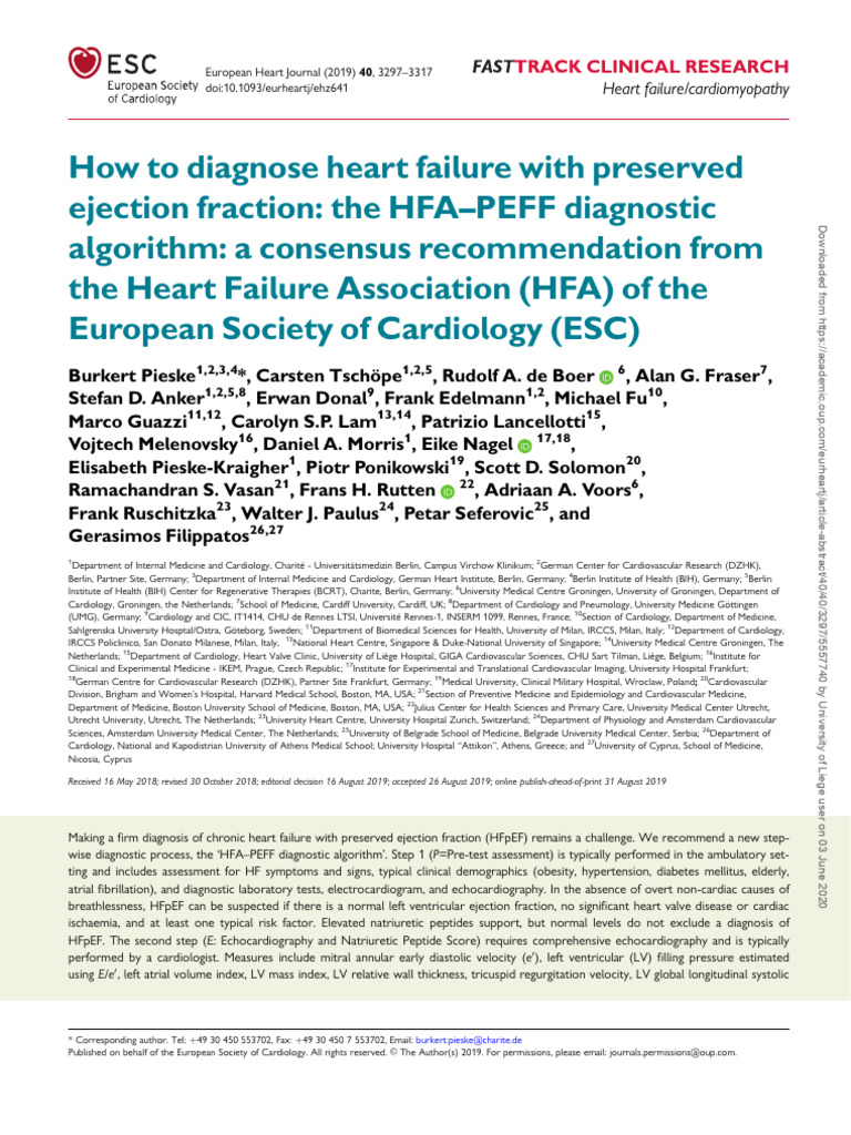 How To Diagnose Heart Failure With Preserved EF | PDF ...