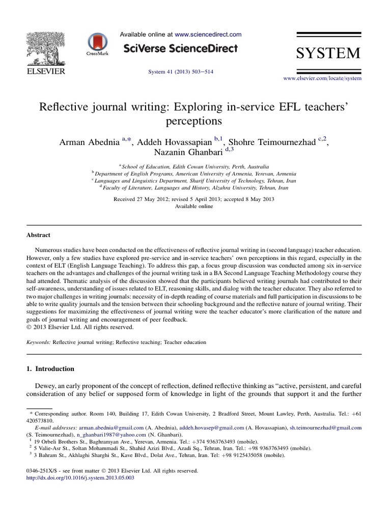 Reflective Journal Writing Exploring in | PDF | Focus Group | Teachers