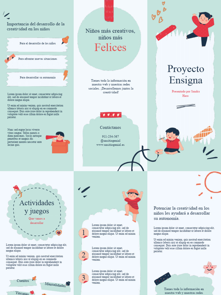 Folleto Infantil para Actividades Proyectos y Juegos con Niños Doodle ...