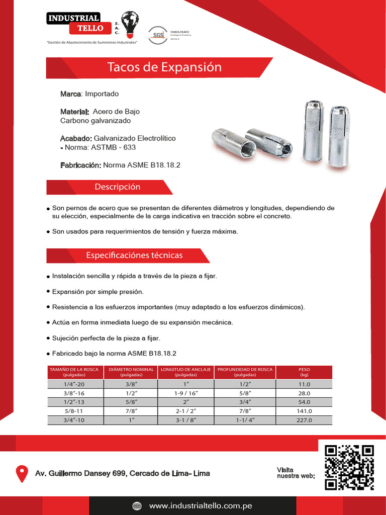Ficha Tecnica Tacos de Expansion Compressed 3 | PDF