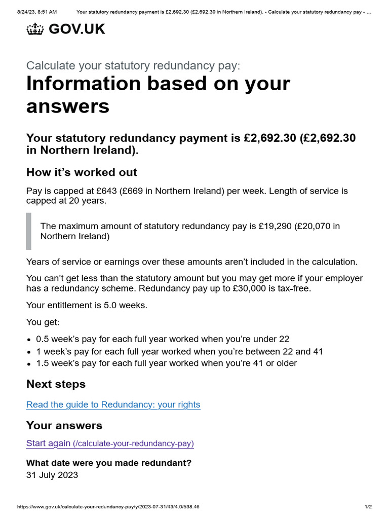 N Turner - Redundancy Calculation | Download Free PDF | Layoff | Public ...
