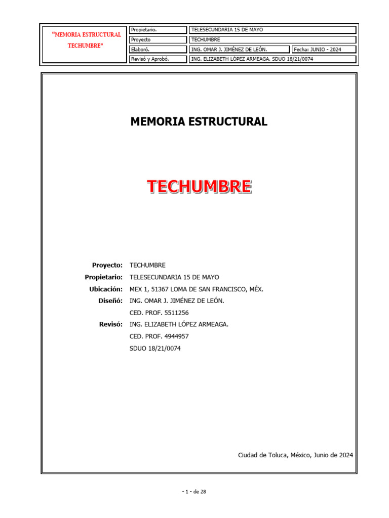 Memoria Techumbre | PDF | Análisis estructural | Columna