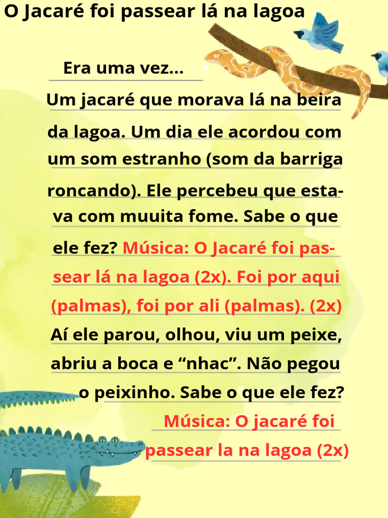 O Jacaré Foi Passear Lá Na Lagoa | PDF