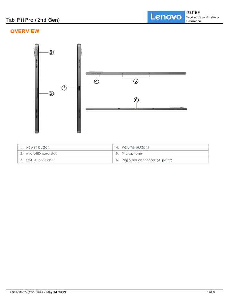Tab P11 Pro 2nd Gen Spec | PDF | Usb | Computer Hardware