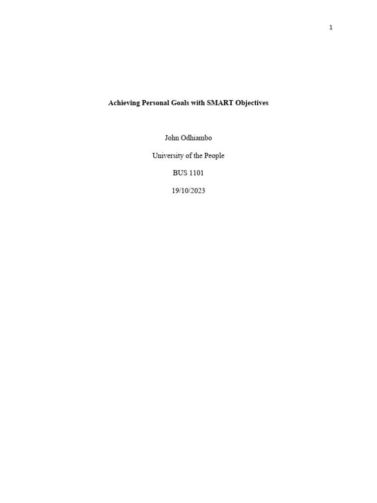 Achieving Personal Goals With SMART Objectives and The PDAD Cycle | PDF ...