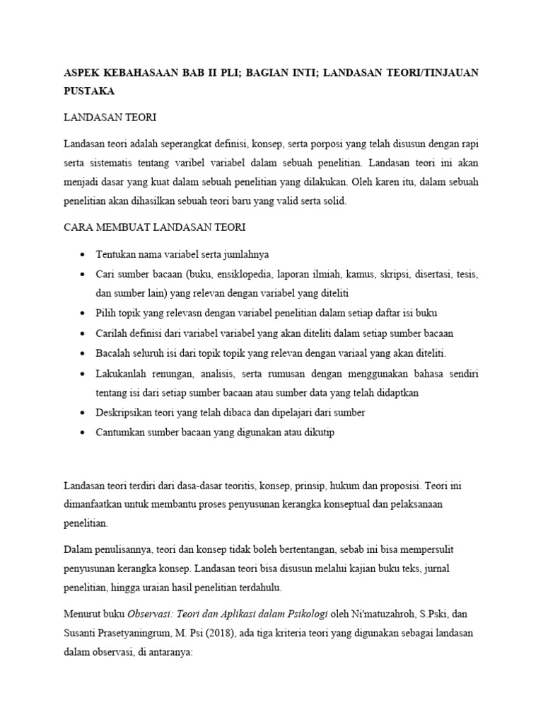 Aspek Kebahasaan Bab Ii Pli | PDF