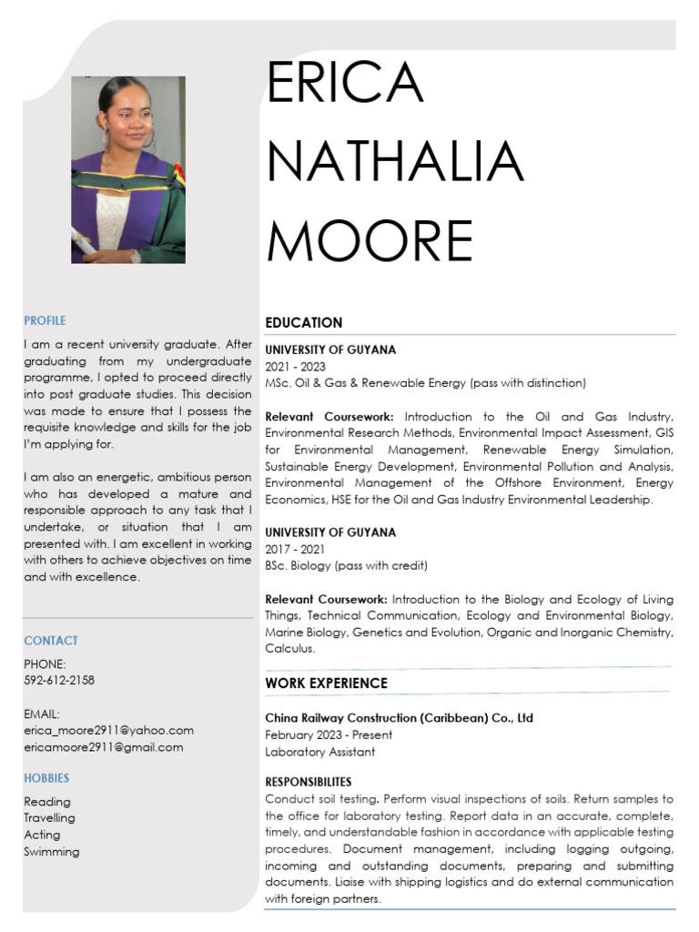 ERICA NATHALIA Resume | Download Free PDF | Environmental Science | Ecology